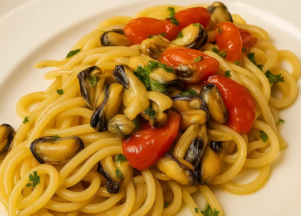 Spaghetti con cozze macchiati, il piatto dell'estati al mare ...